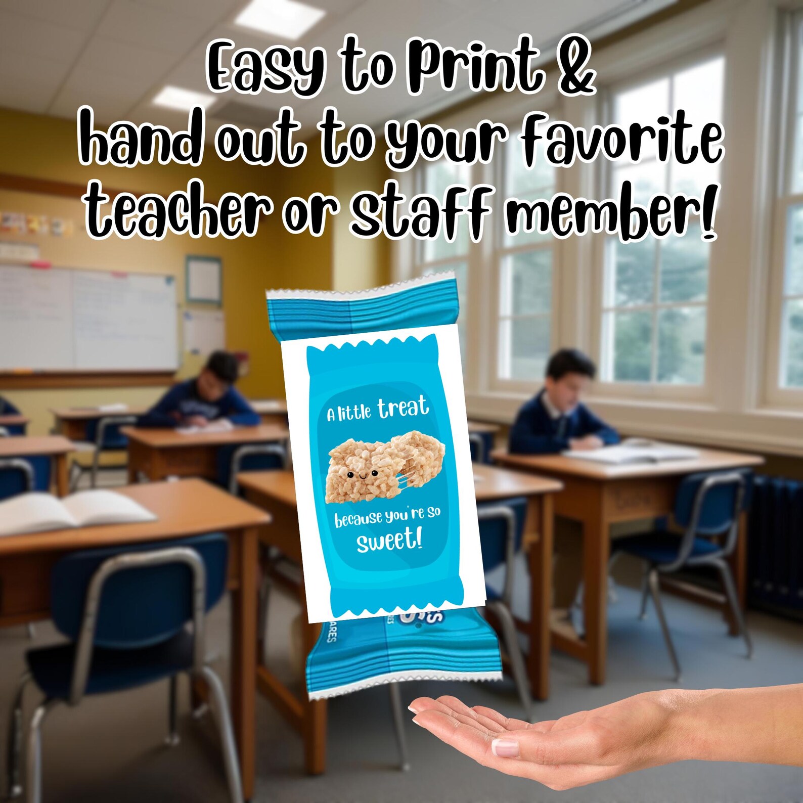 Teacher Appreciation Snack Tag, Treat Tag, Crispy Rice Treats, Thank ...