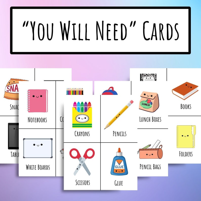 You Will Need Cards, Visual Supply Cards, Printable for White Board ...