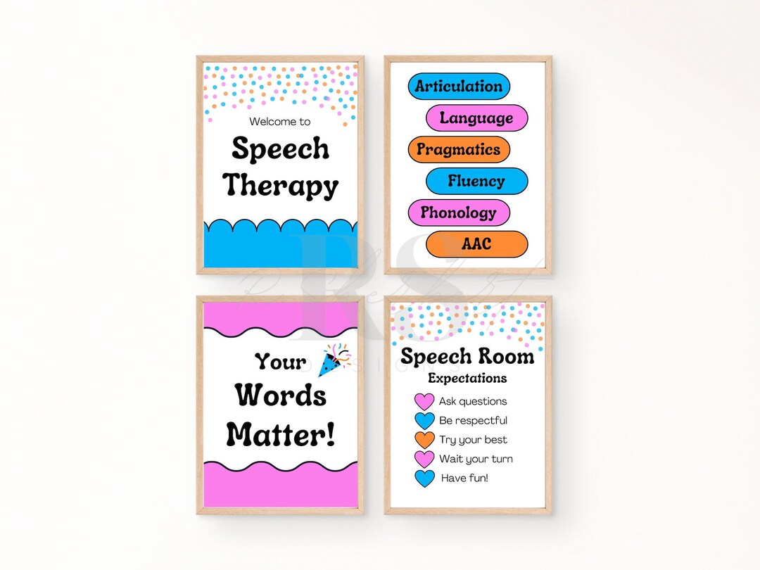 Speech Therapy Prints, Set of 4, Party Design, for Speech Room ...
