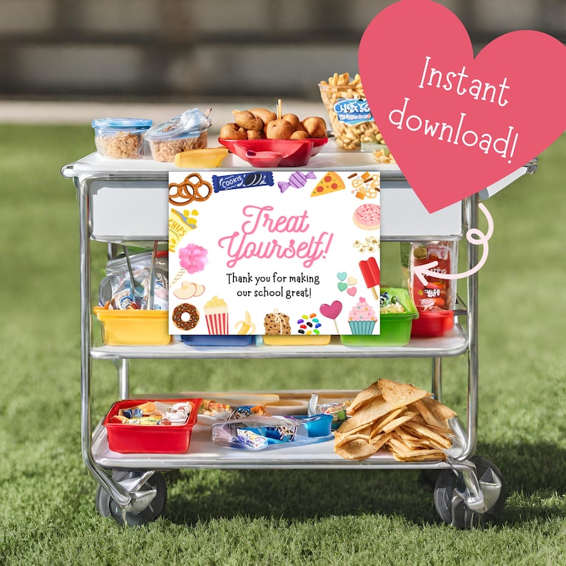 Snack Cart Sign, Teacher Appreciation Week, PTA, PTO, Teacher Gift ...