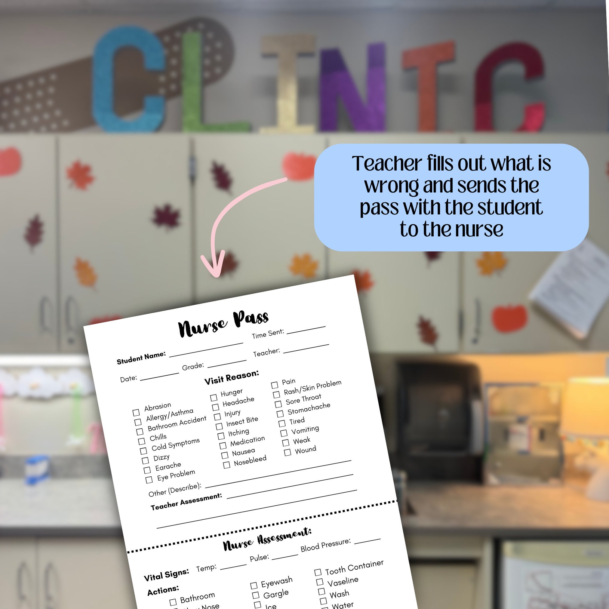 School Nurse Clinic Pass Pass For Nurses Office School Nurse Resources Printable Nurse Pass