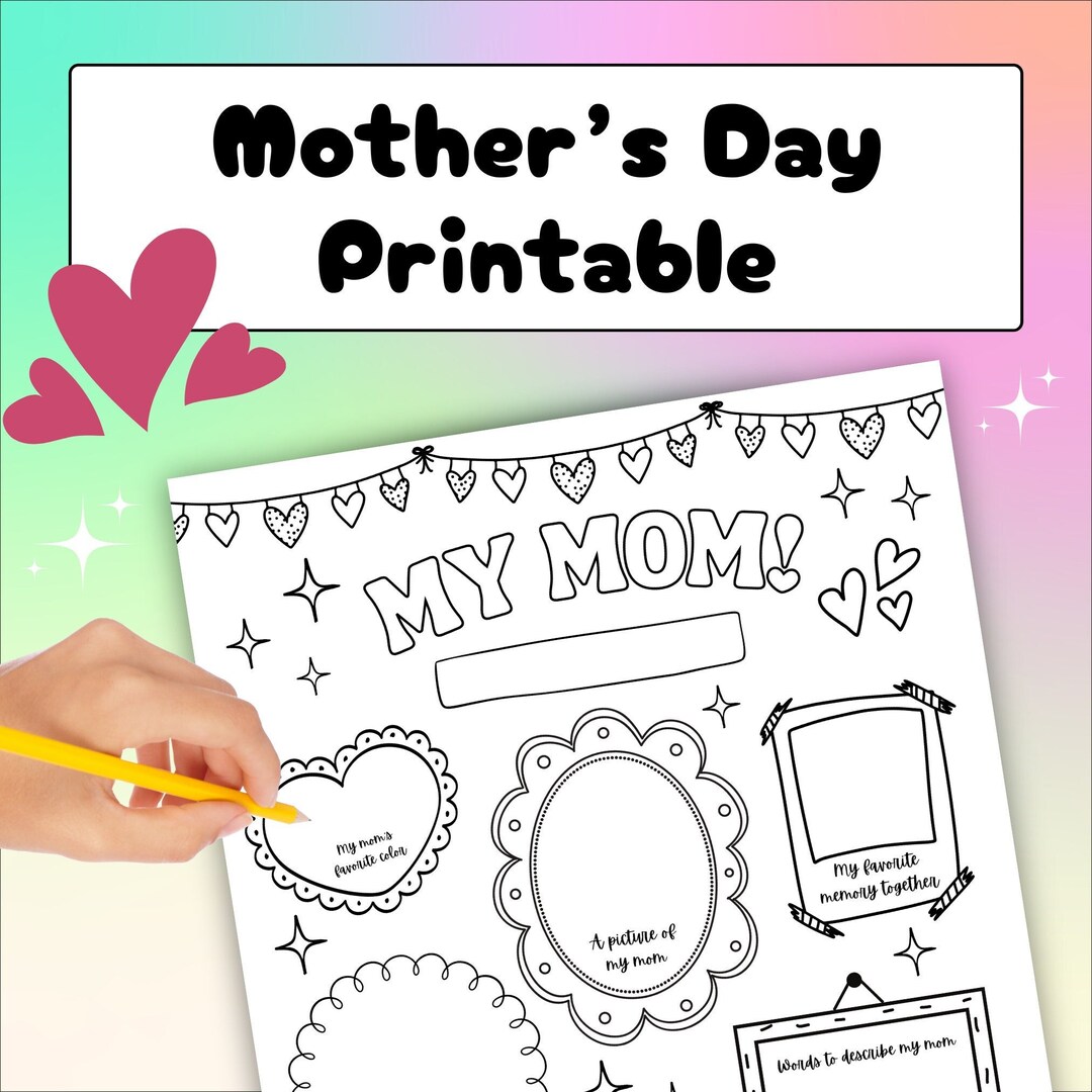 Mother's Day Printable, All About My Mom Worksheet, Mother's Day ...