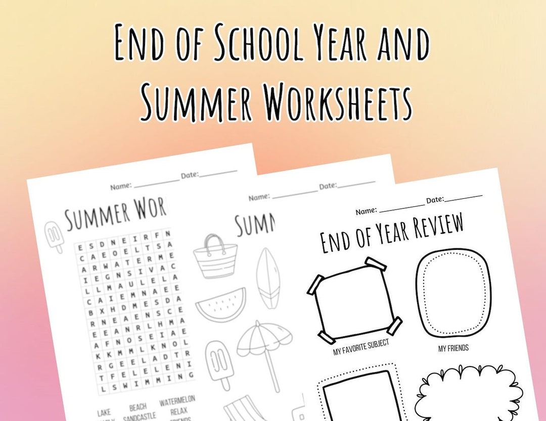 End of School Year Review and Summer Worksheet Bundle, 6 Activities ...