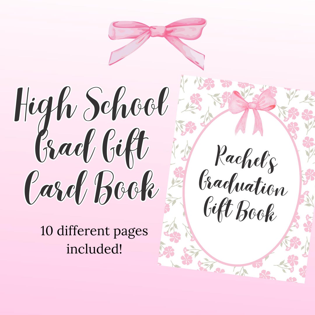 Editable High School Grad Gift Card Book, High School Graduation Gift ...