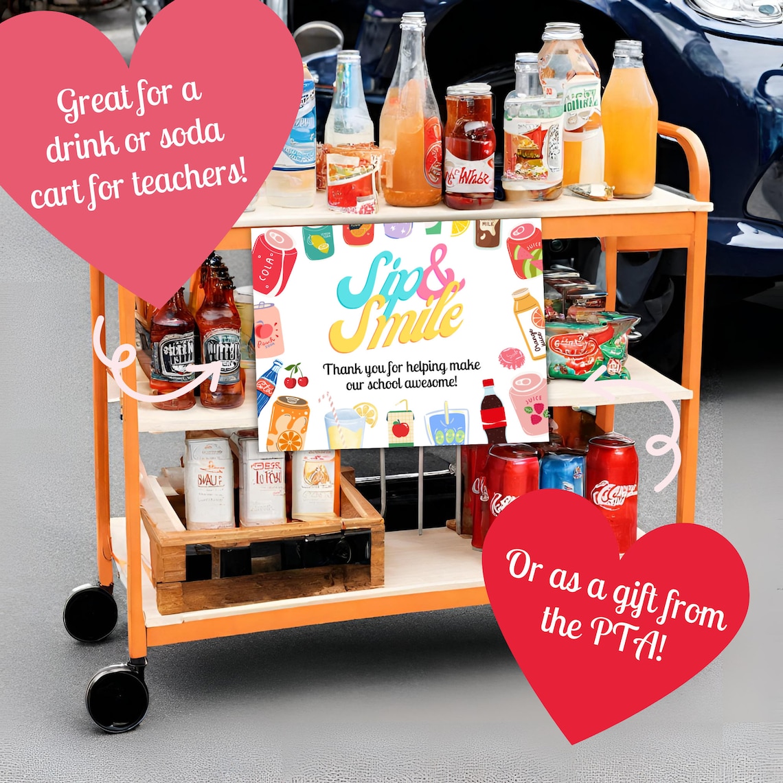 Soda & Drink Cart Sign, Teacher Appreciation Week, PTA, PTO, Teacher ...