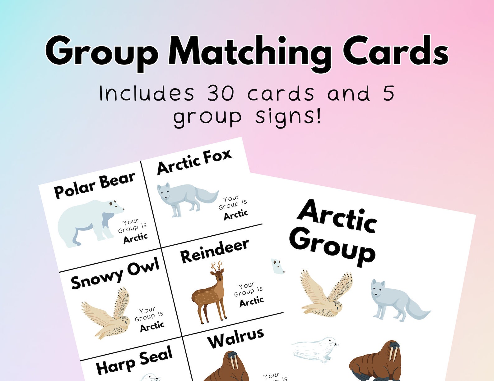 Animal Habitat Themed, Group Matching Cards, Group Pairing and Matching ...