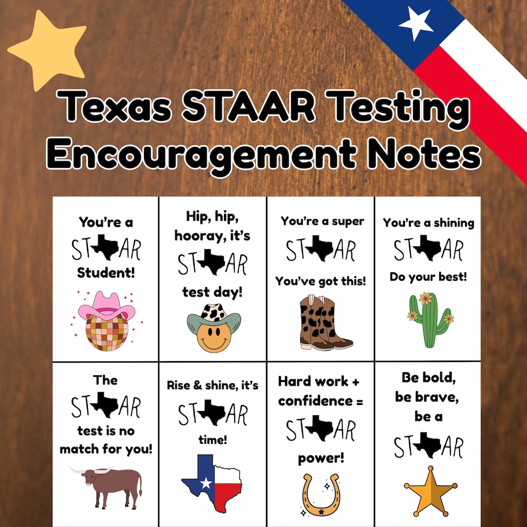 STAAR Testing Encouragement Notes, Texas Themed STAAR Testing Printable ...