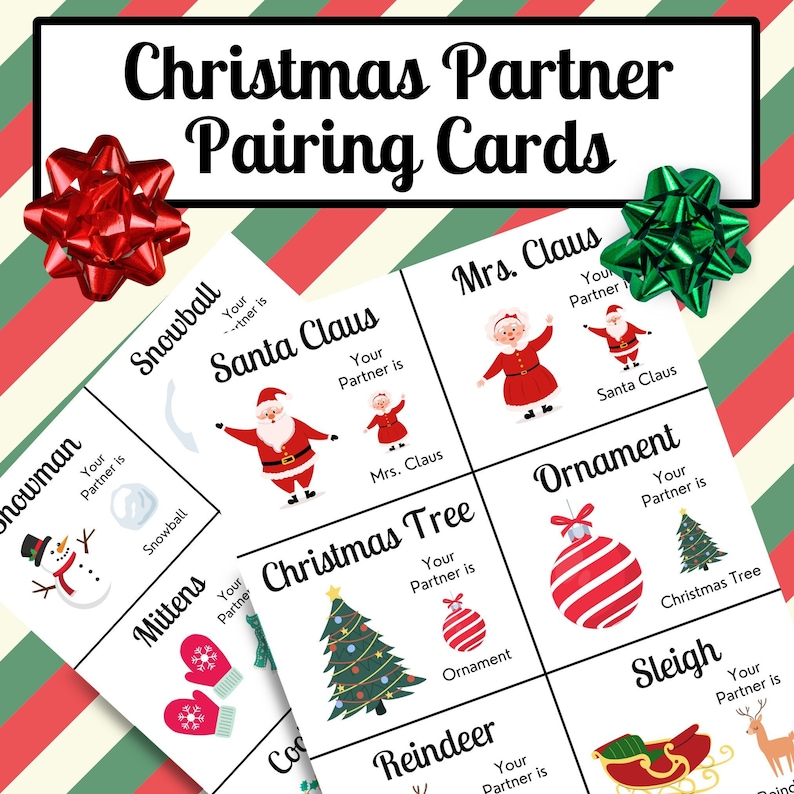 Christmas Partner Pairing Cards, Group Pairing and Matching Cards ...
