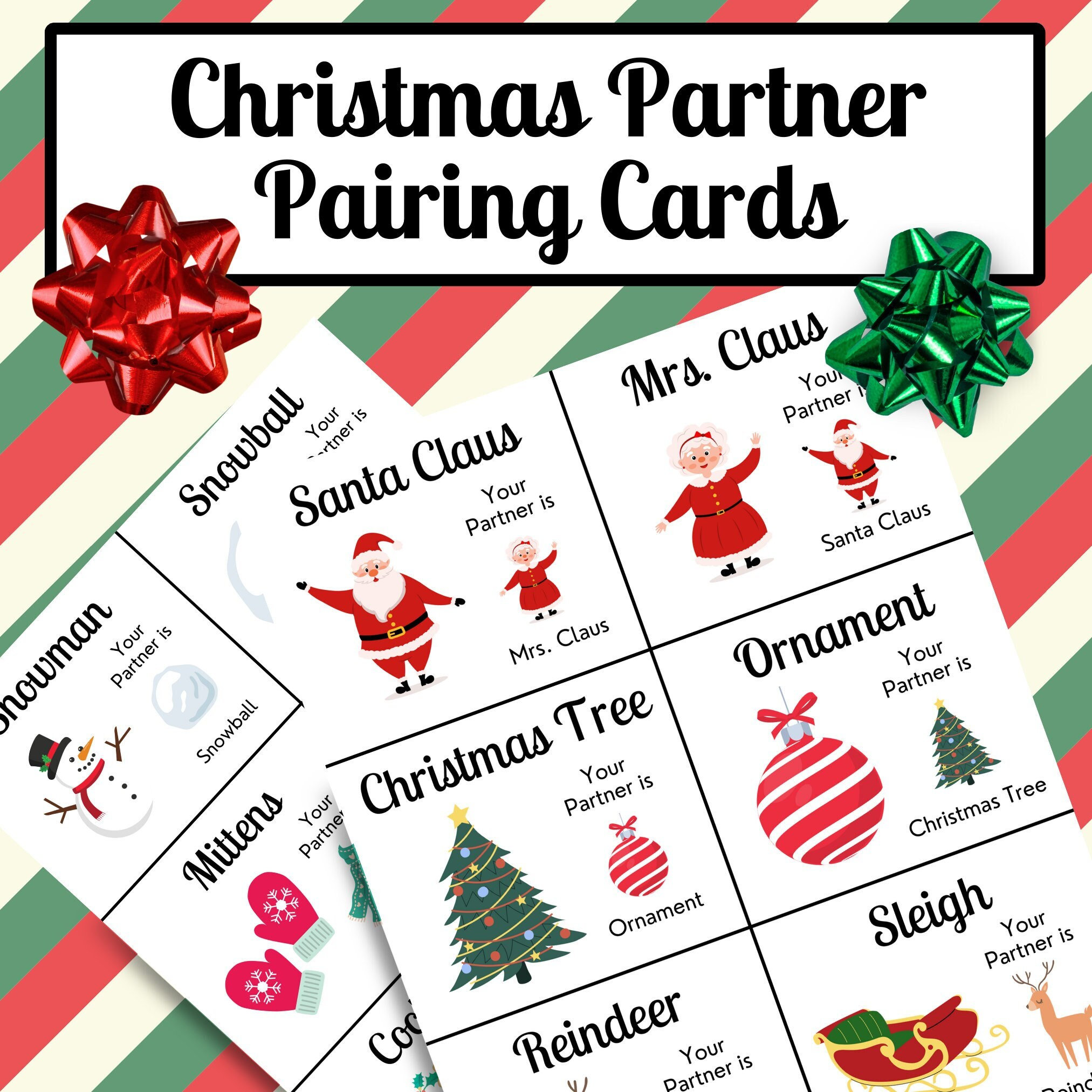 Christmas Partner Pairing Cards, Group Pairing and Matching Cards ...
