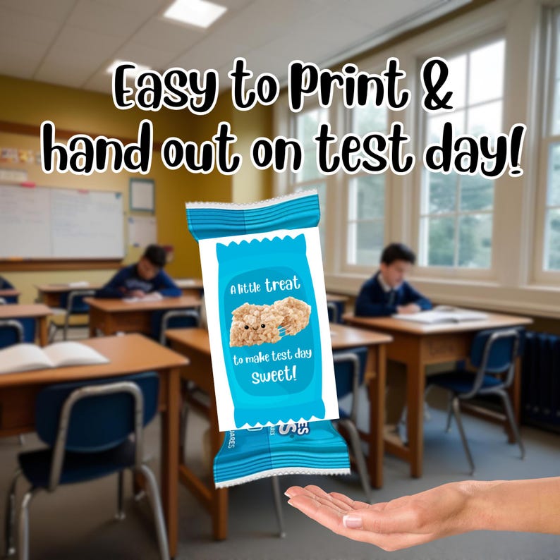 Testing Day Snack Tag, Classroom Treat Tag, Crispy Rice Treats, Good ...