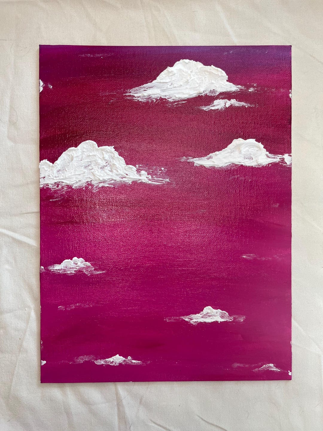 Pink Clouds Painting: Acrylic Spackling on Canvas (14x11in) - Etsy