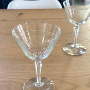 Vintage Hexagon Cut Stem, Coupe Glass, Etched Single Line, Libbey Tall ...