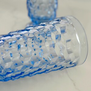 Vintage American Whitehall Blue Optic Glasses, Cubist Flared Rim Footed ...