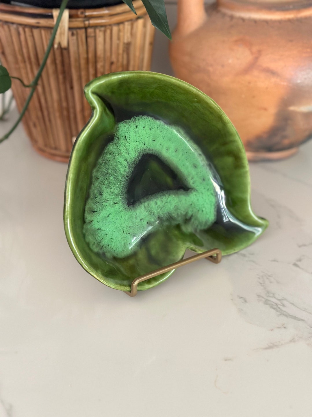 Rare Vintage Marcia of California Pottery Dish CD-3 USA Pottery Green ...