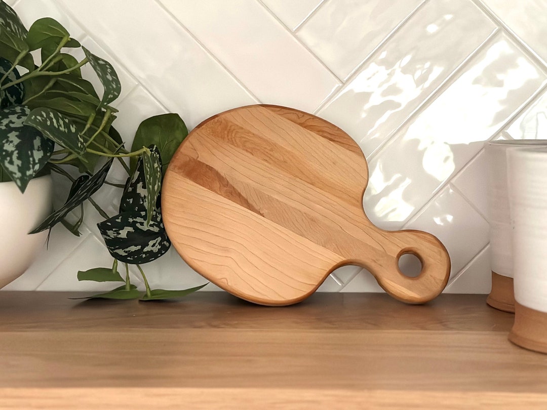 Vintage Hand Carved Small Wood Cutting Board Large Hole for Hanging ...