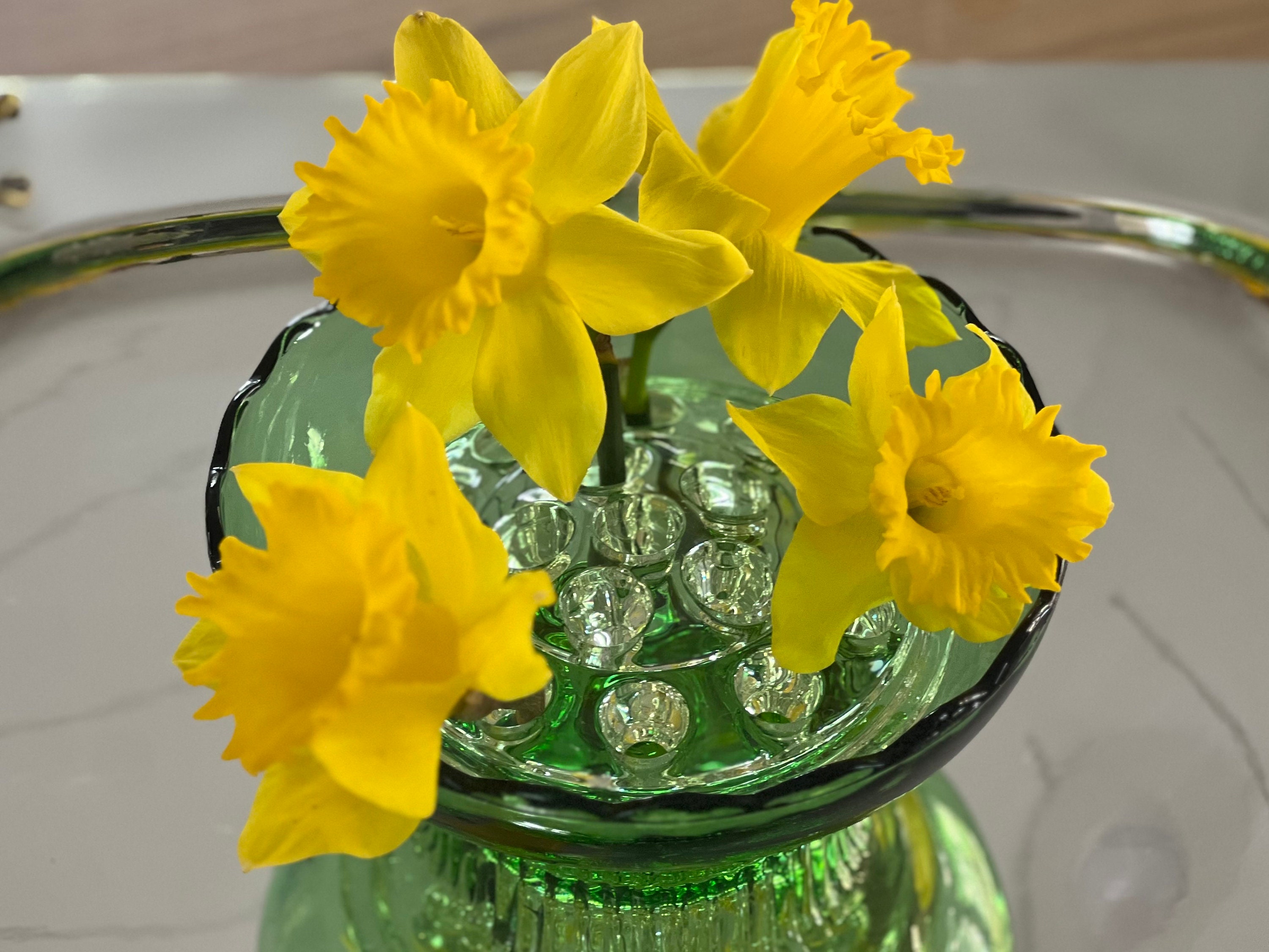 Vintage Glass Flower Frog Vintage Glass Frog 15 Flower Stem Etsy