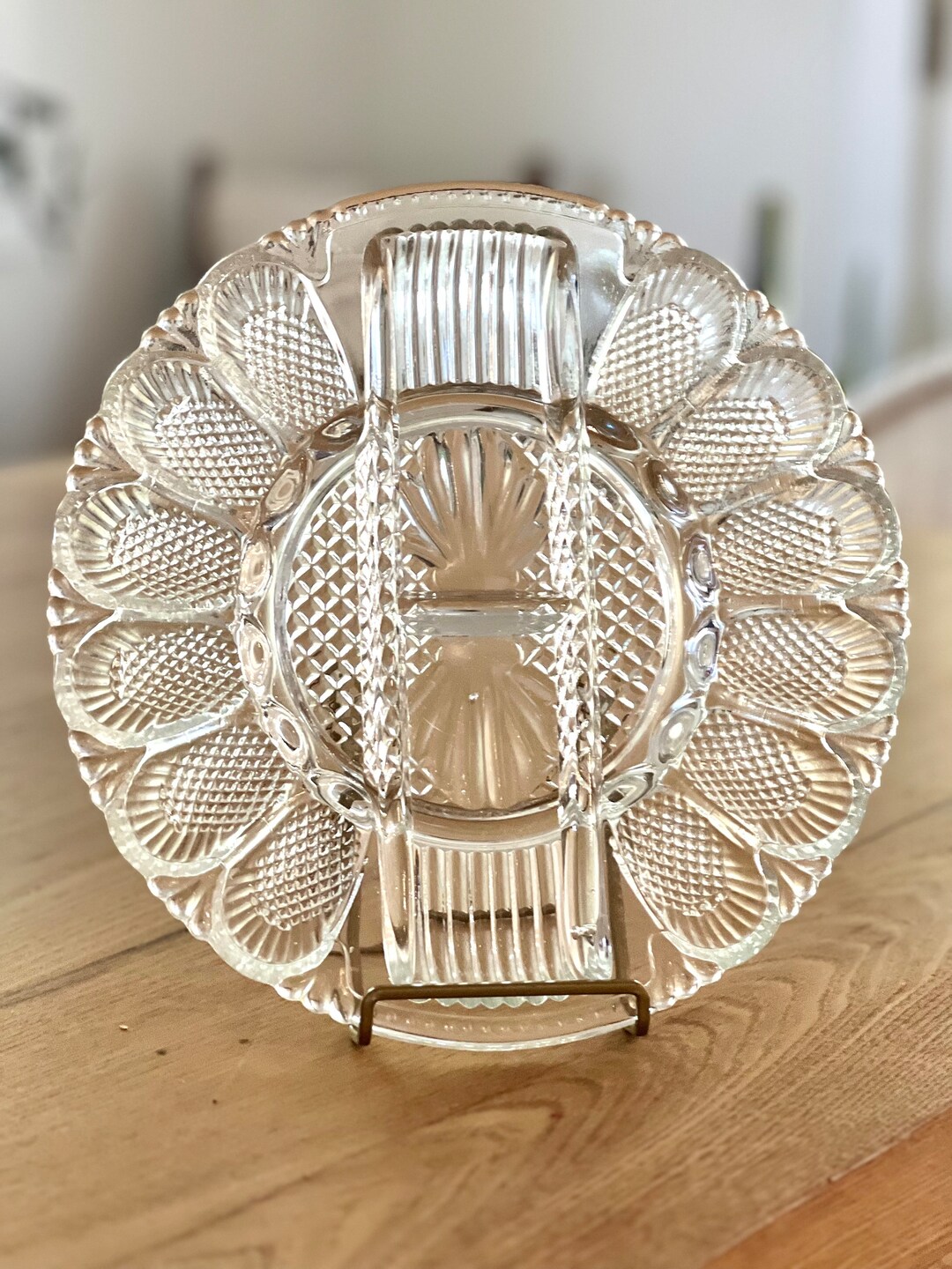 Vintage, LE Smith, Clear Cut Glass Egg Plate/relish Dish, Pineapple ...
