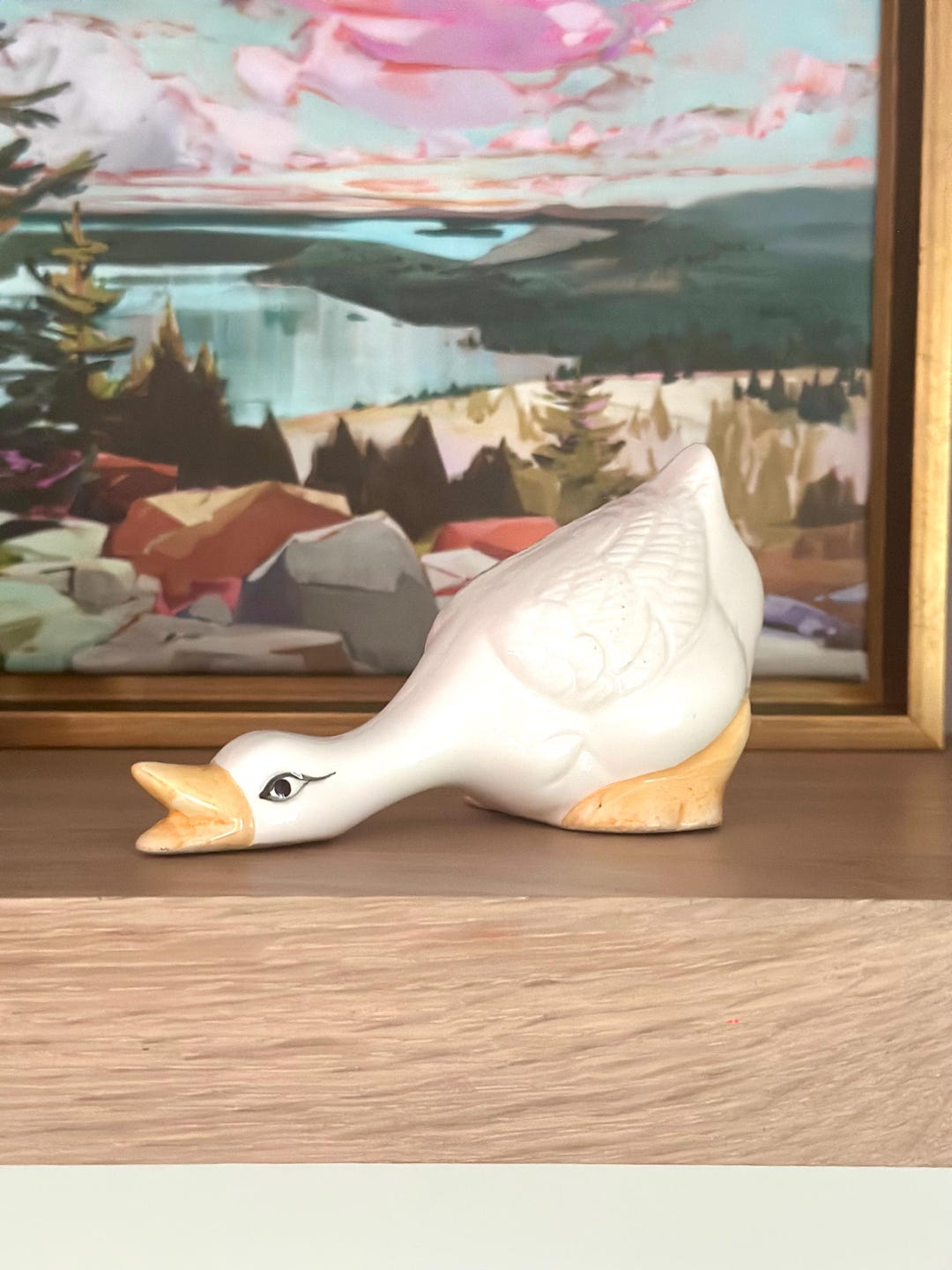 Vintage Ceramic Goose, Shelf Sitter, Ceramic Duck, Bookshelf Decor ...