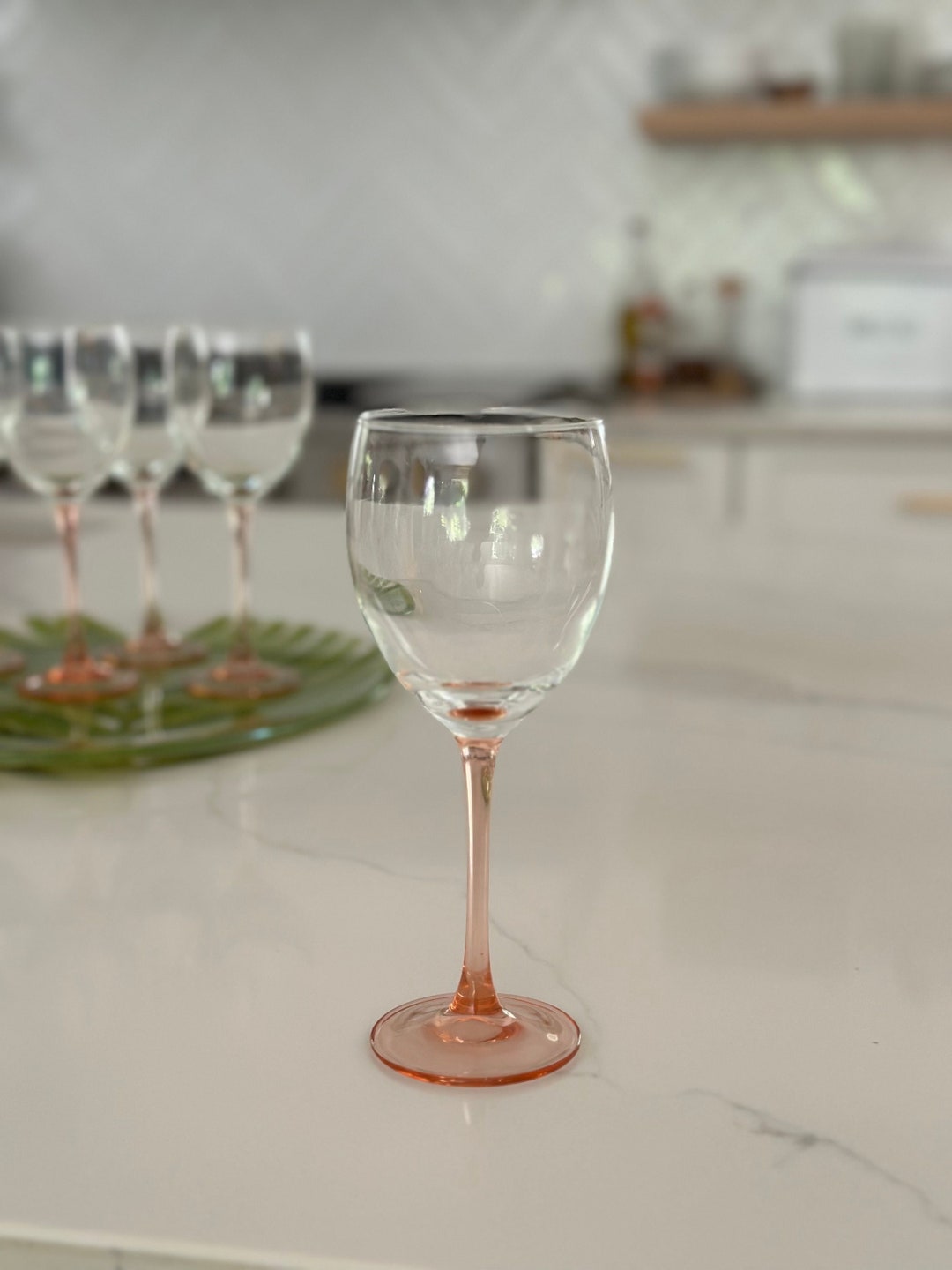 Set Of 2 Vintage Luminarc France Pink Stem Wine Glasses 8 Oz 3 Sets Available Etsy