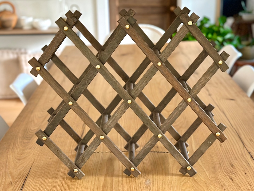 Vintage Wooden Accordion Folding Wine Rack Expandable Wine Rack - Etsy