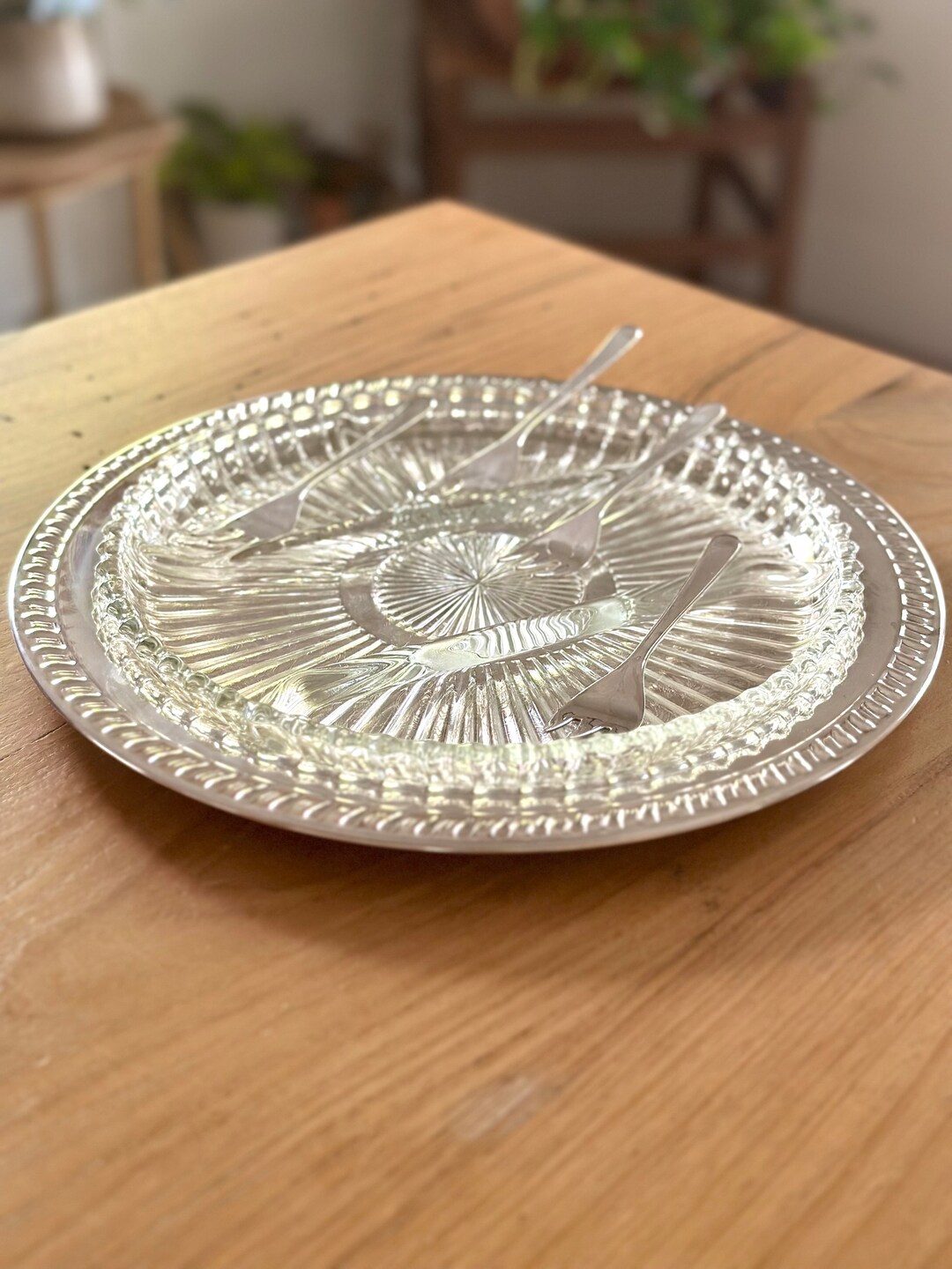 Vintage Leonard EP Silver Plate Serving Tray 12 Inch and Vintage MCM ...
