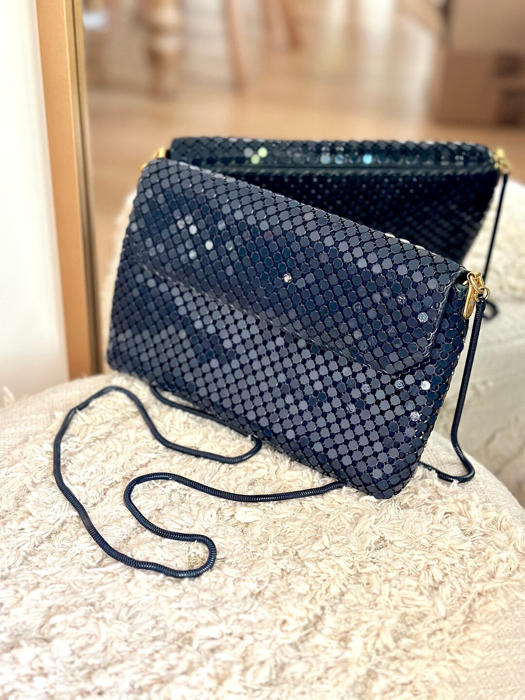 Vintage La Regale Navy Blue Mesh Shoulder Handbag Bag Purse Crossbody ...
