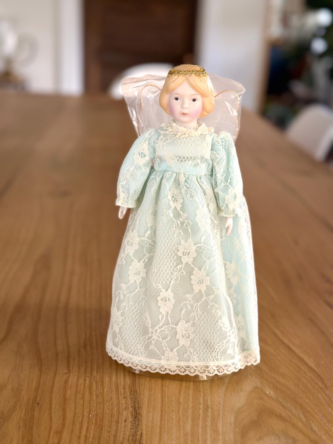 Vintage Snow Angel Tree Topper Avon 1980s, Nylon Wings, Blue and White ...