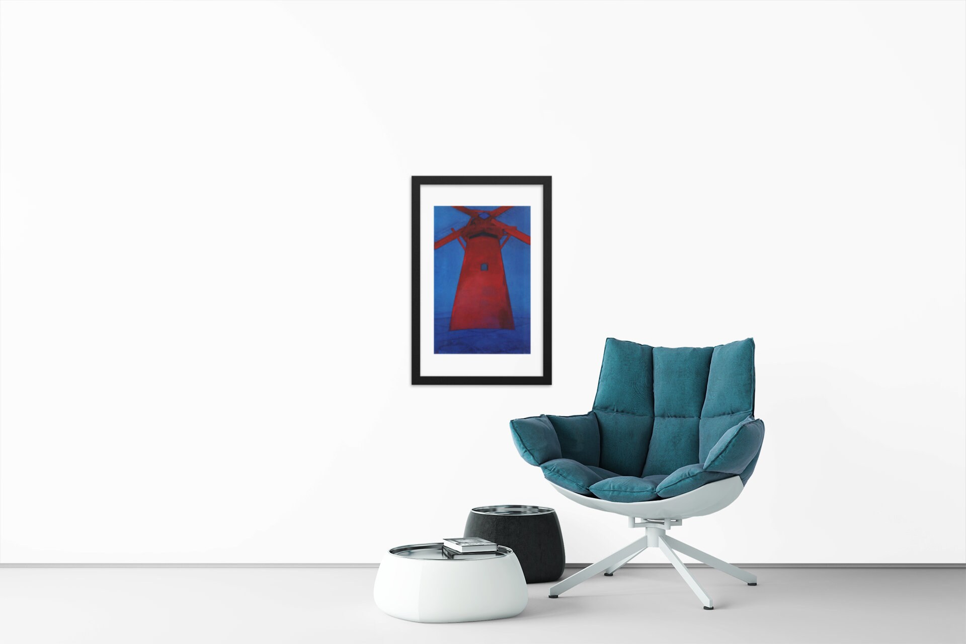 The Red Millpiet Mondrian Abstract Modern Art Framed 12x18 Matte Paper ...