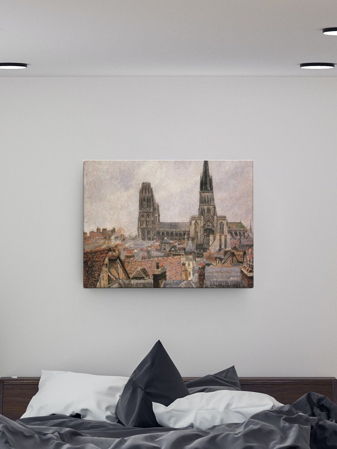 Roofs of Old Rouen, Gray Weather--camille Pissarro Abstract ...