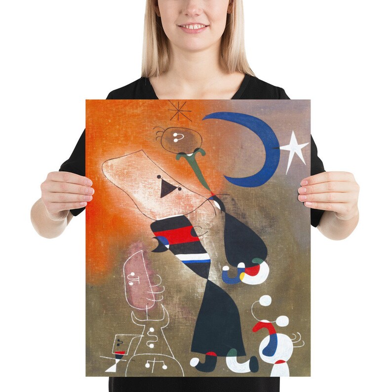 Woman and Bird in the Moonlight--joan Miró Surrealist Abstract Modern ...