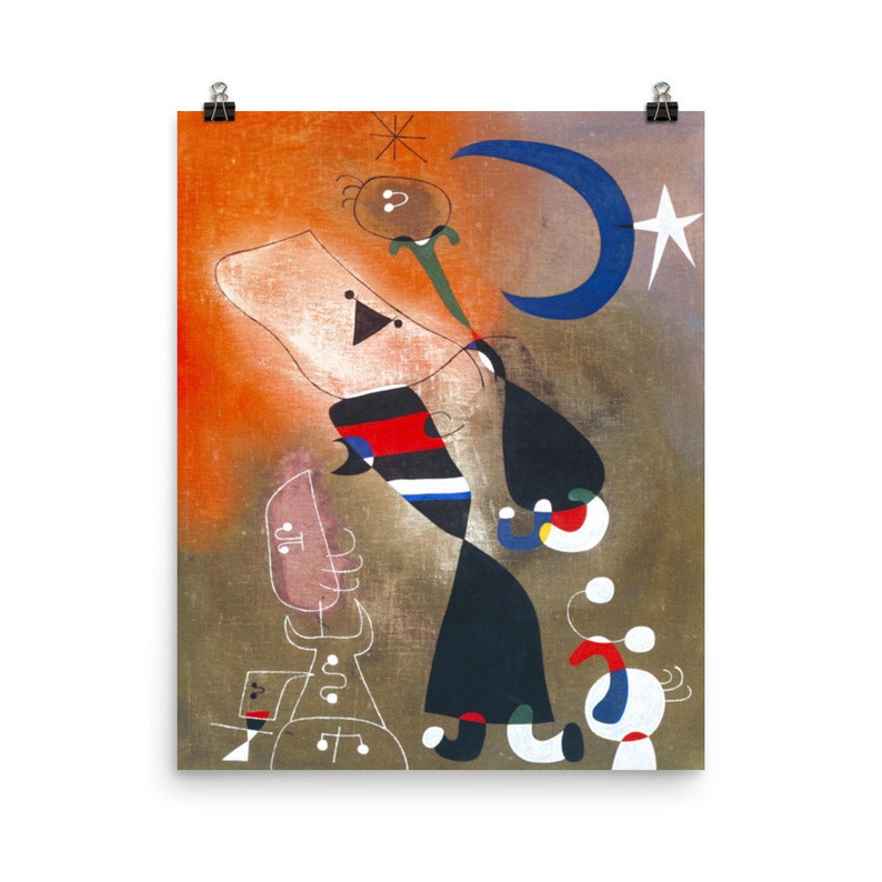 Woman and Bird in the Moonlight--joan Miró Surrealist Abstract Modern ...