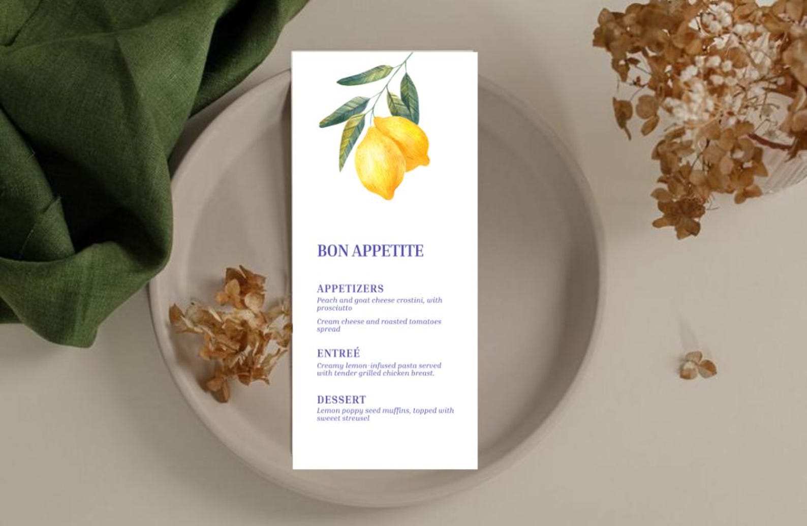 Italian Menu Template | Summer Lemon Design | Canva Printable Menu - Etsy