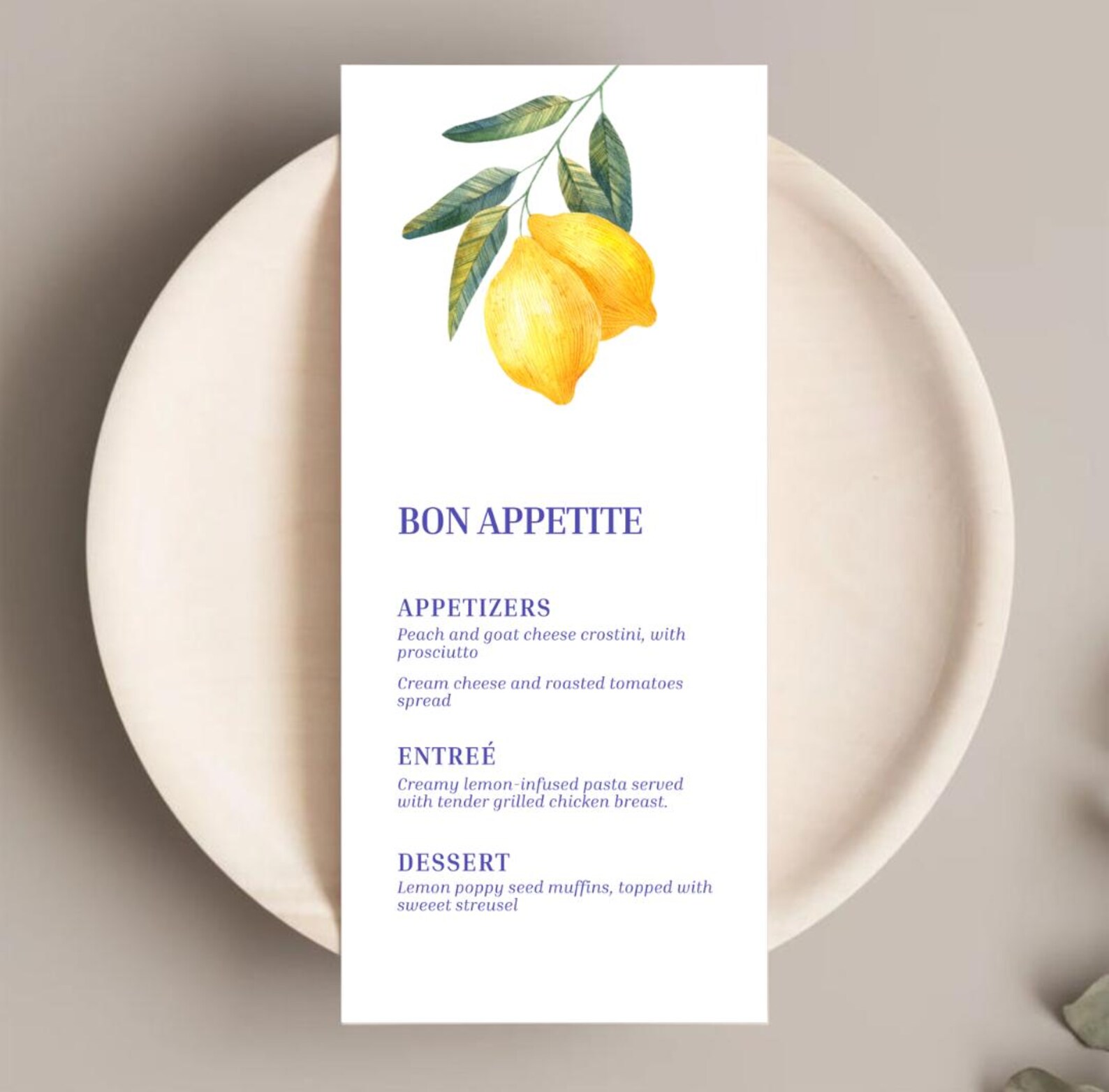 Italian Menu Template | Summer Lemon Design | Canva Printable Menu - Etsy