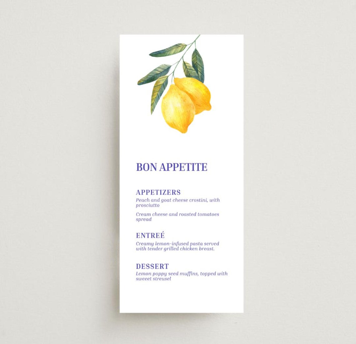 Italian Menu Template | Summer Lemon Design | Canva Printable Menu - Etsy