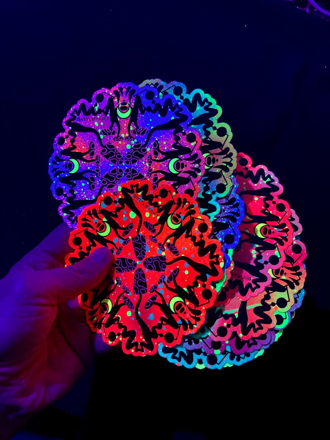 Mystery Blacklight/uv Reactive Trippy Galaxy Mandala Shroom Sticker - Etsy