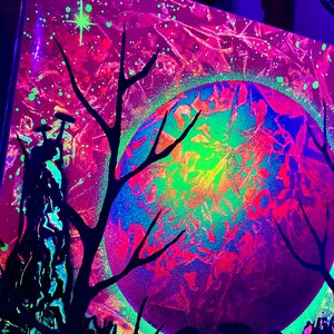 UV Reactive Blacklight Glowing Psychedelic Space Landscape Painting - Etsy
