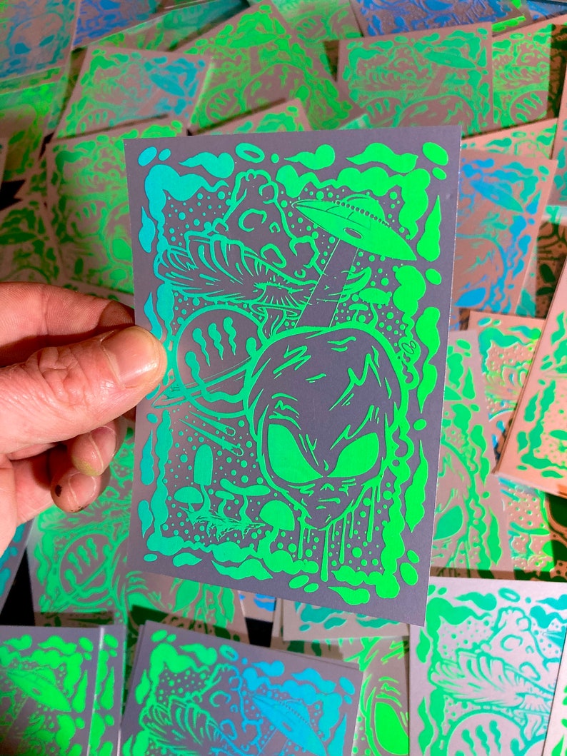 Blacklight UV Reactive Space Alien Art Sticker - Etsy