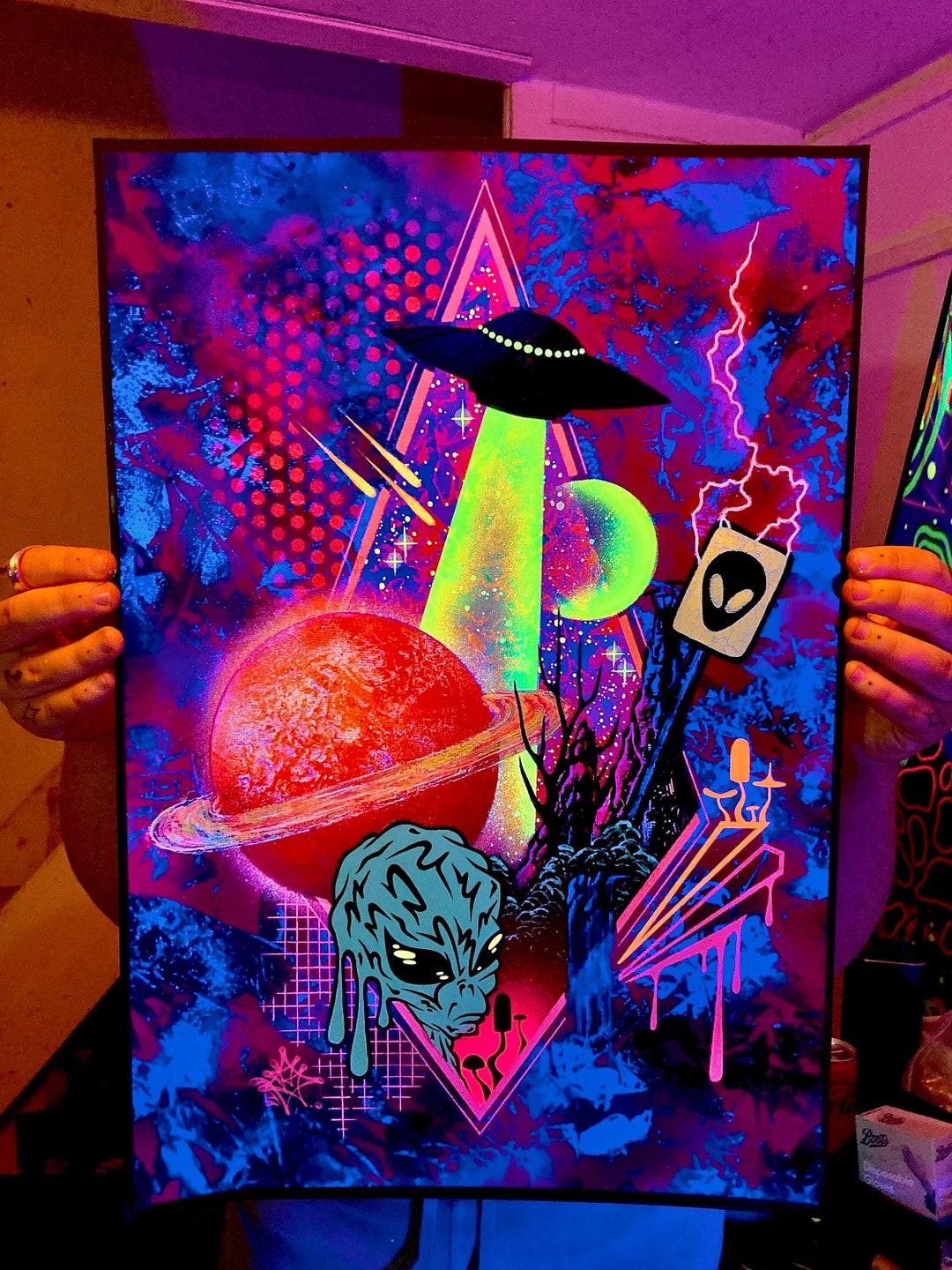 Cosmic Diamond Alien Space Abduction Art Poster Print - Etsy