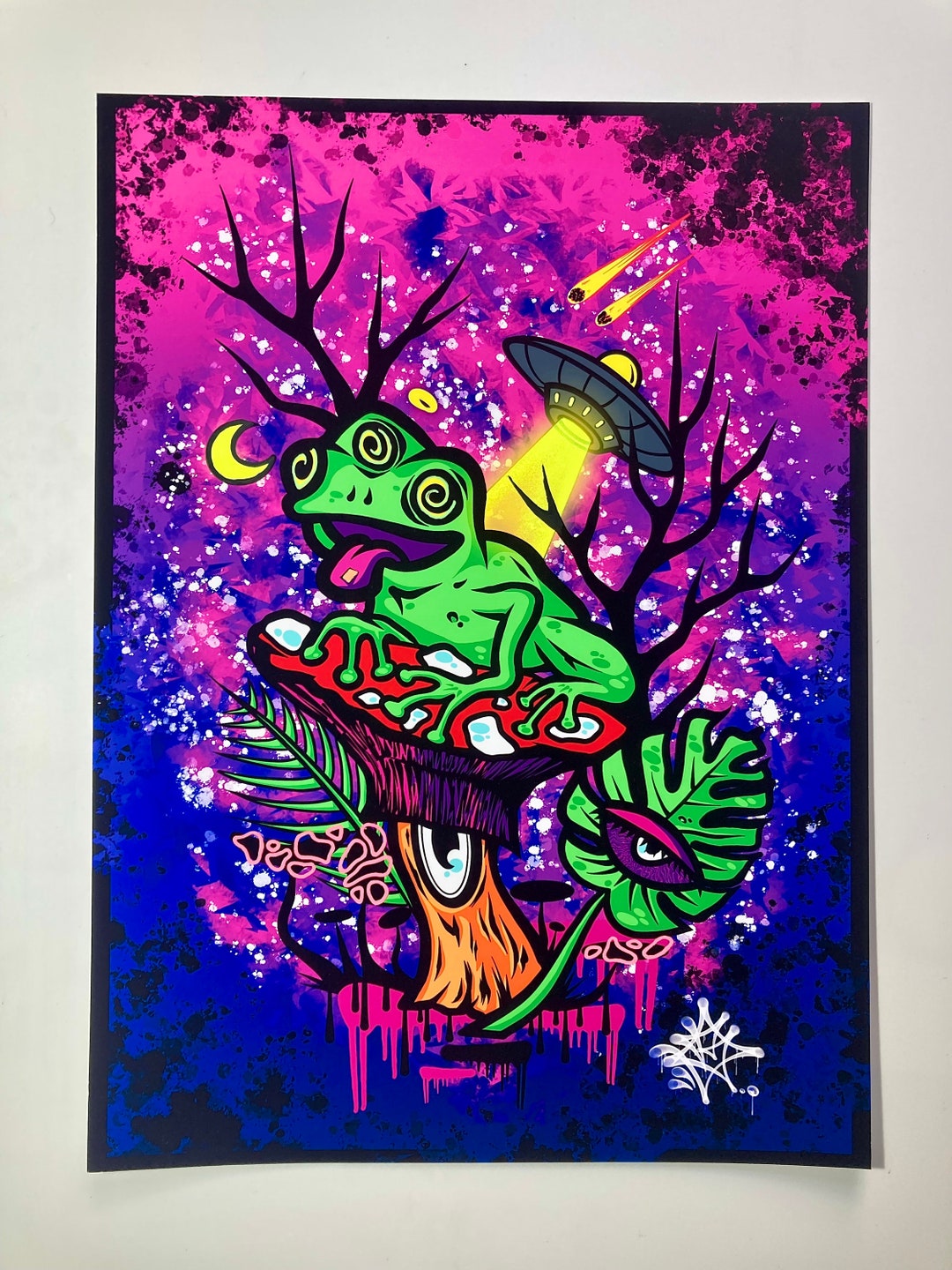Trippy Third Eye Frog Glowing Art Poster Print - Etsy