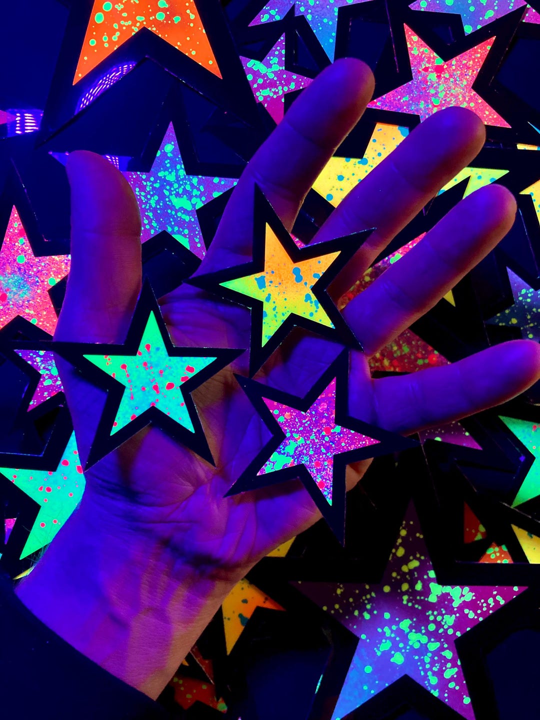 Blacklight UV Reactive Mystery Cosmic Star Sticker Pack - Etsy
