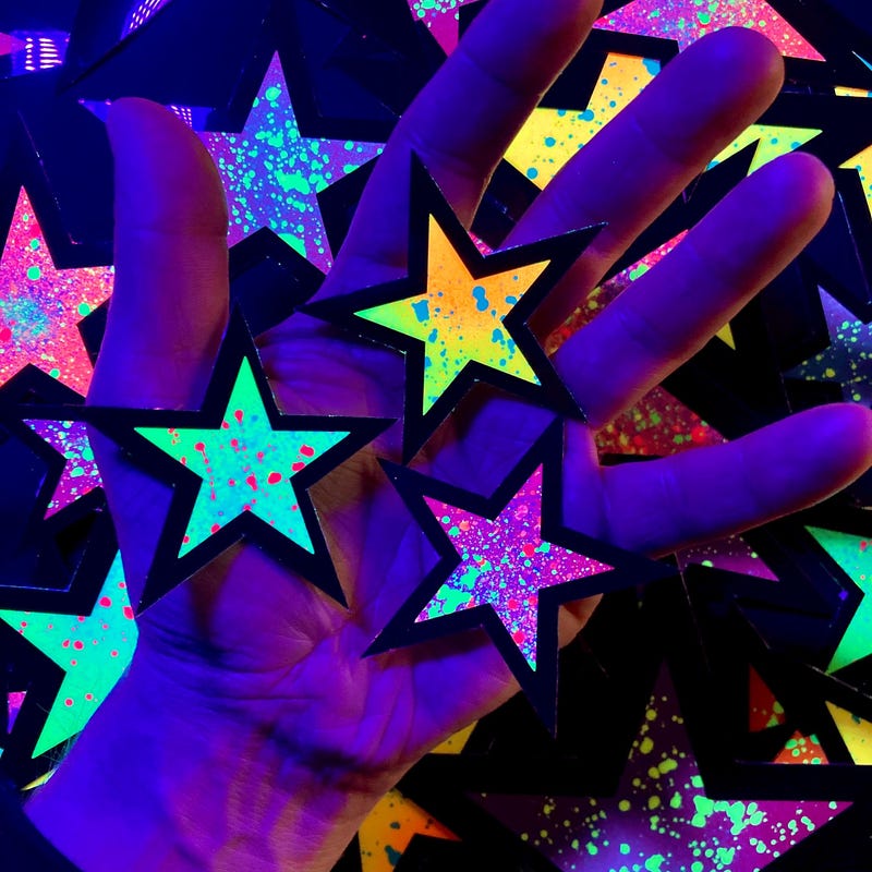 Fluorescent Star Stickers - Etsy