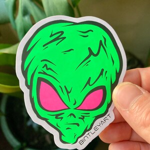 Uv/blacklight Reactive Art Alien Sticker - Etsy