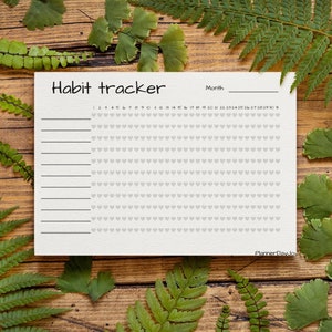 Cute Printable Habit Tracker With Hearts, One Page Habit Tracker ...