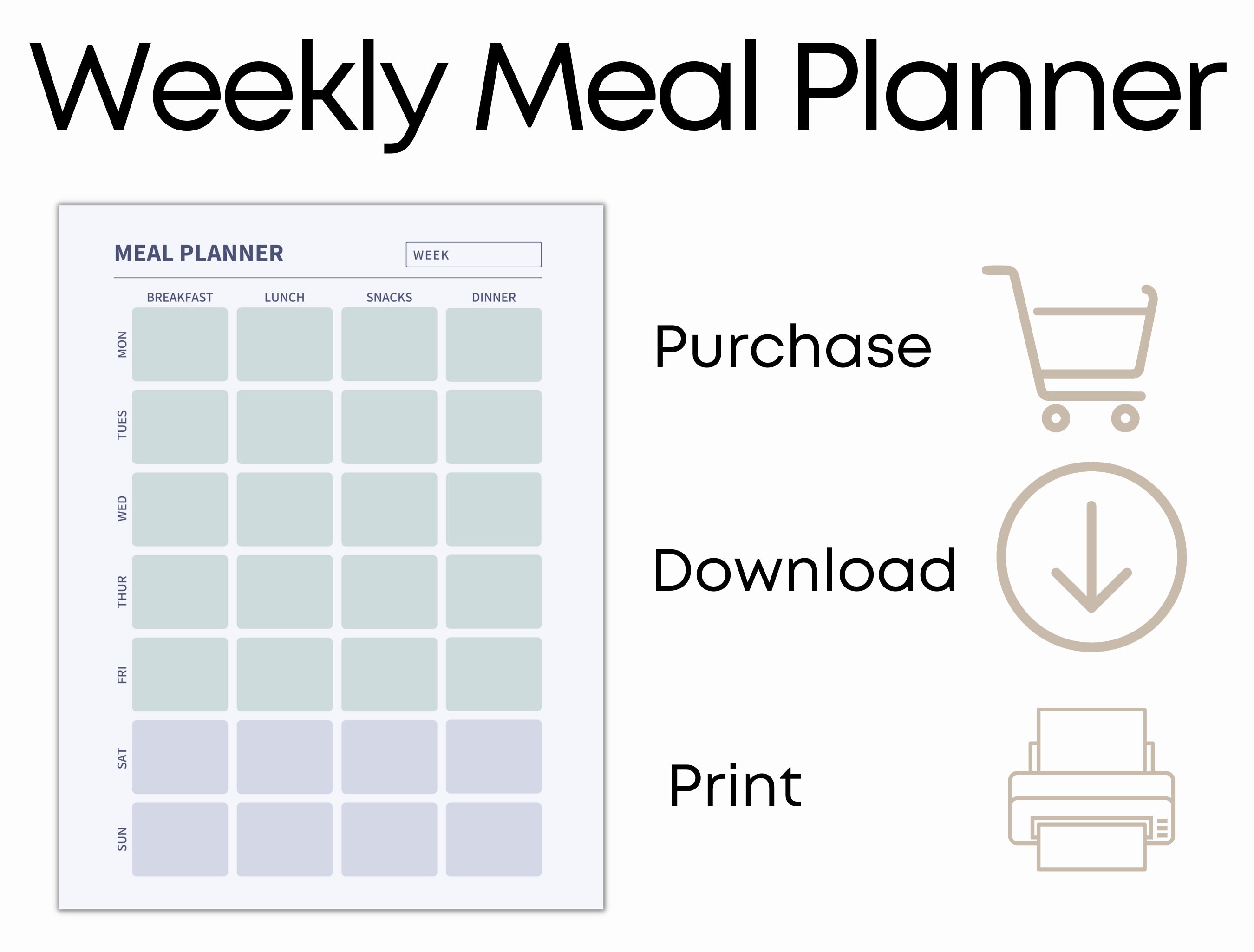 Printable Daily Meal Planner, Instant Download, Daily Planner One Page ...