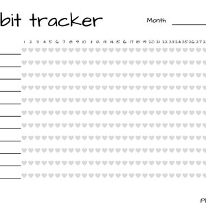Cute Printable Habit Tracker With Hearts, One Page Habit Tracker ...