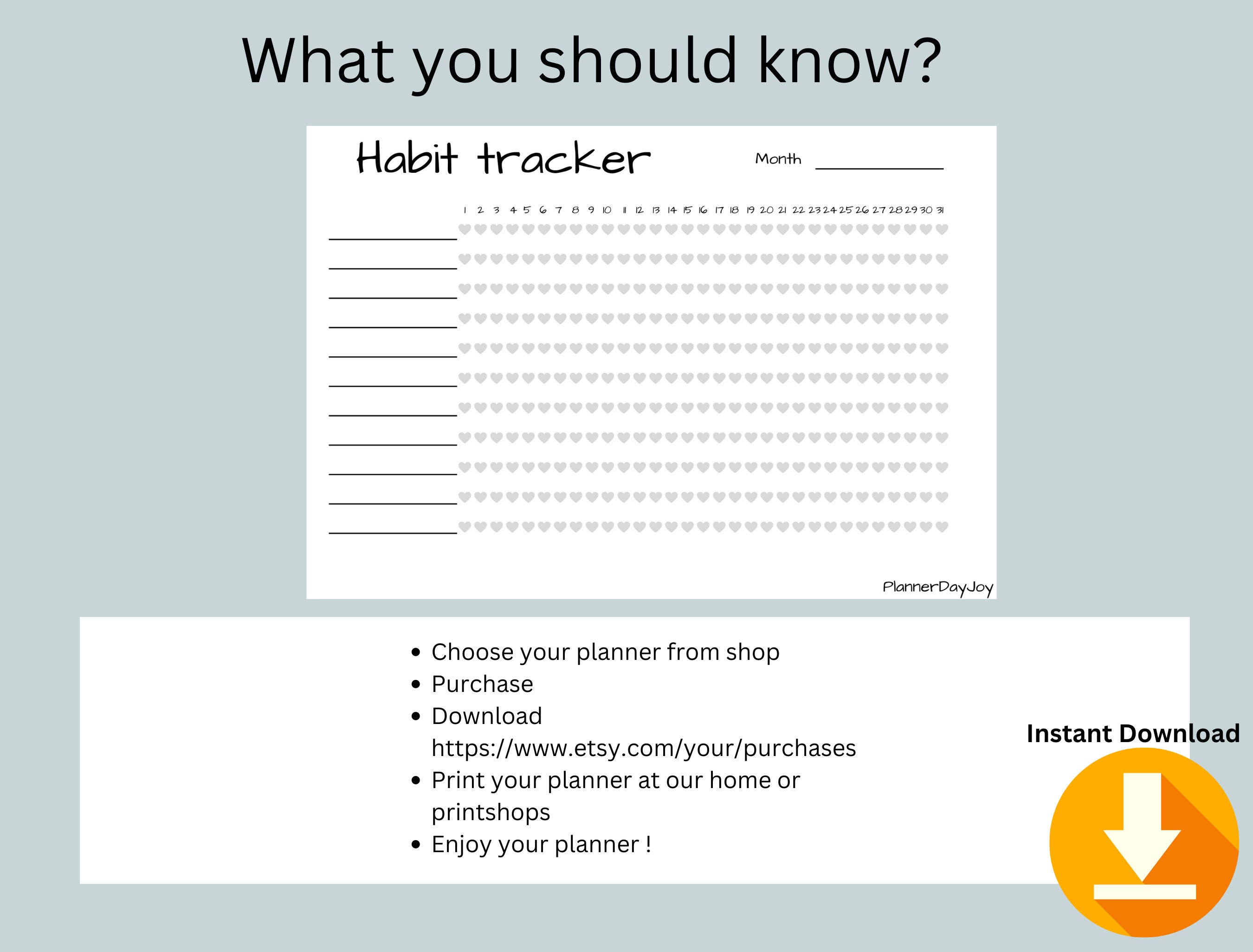 Cute Printable Habit Tracker With Hearts, One Page Habit Tracker ...