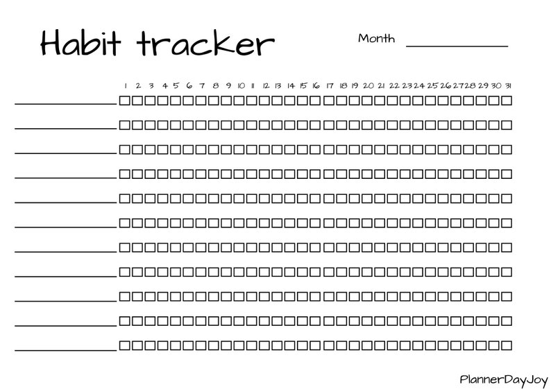 Three Designs Habit Planner, One Page Instant Download Habit Tracker ...