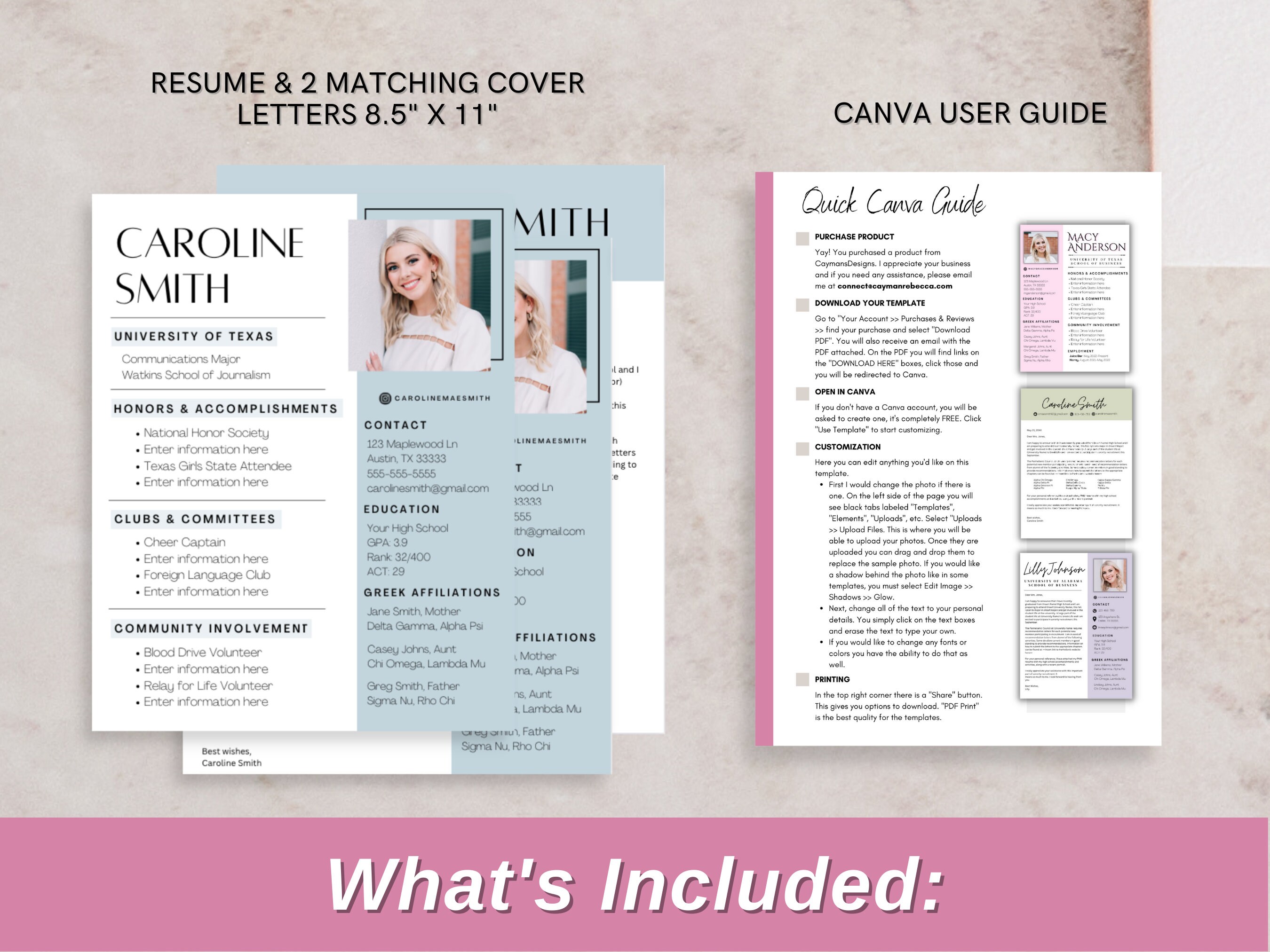 Sorority Rush Resume Template With Matching Cover Letter, Rush Resume ...