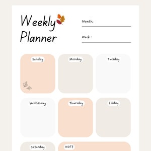 Weekly Planner Printable, Instant Download, Fall Productivity Planner ...