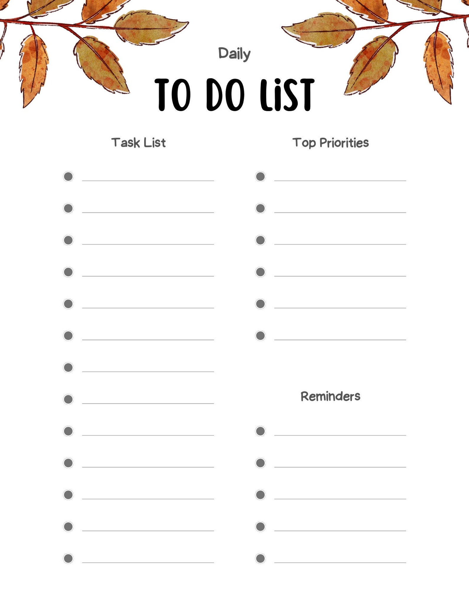 Fall to Do List, Daily to Do List Printable, to Do List, Instant ...